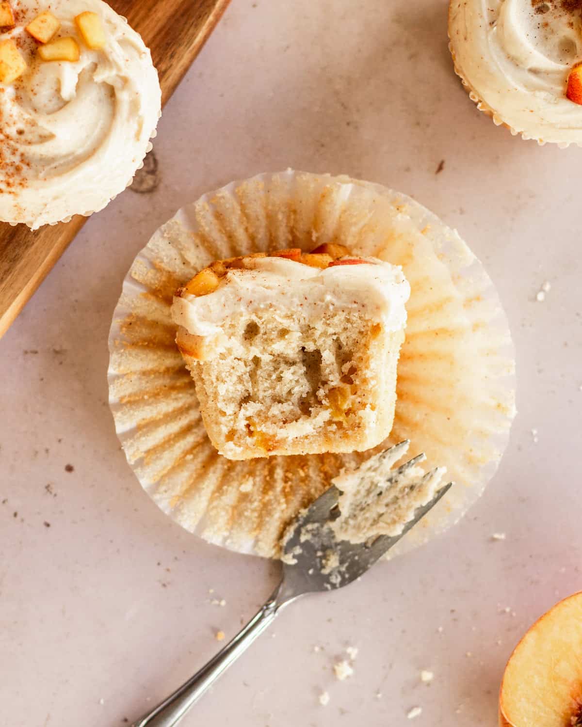 Fresh Peach Cupcakes- Brown Butter Frosting- Bake & Bacon