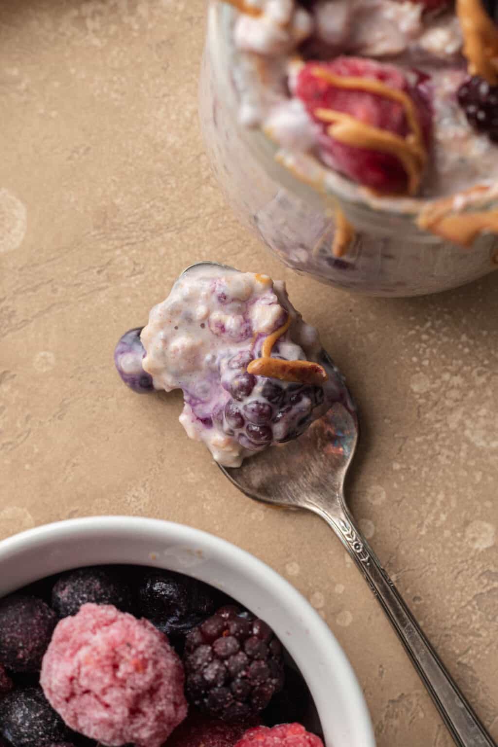 Overnight Oats with Frozen Fruit - Bake & Bacon