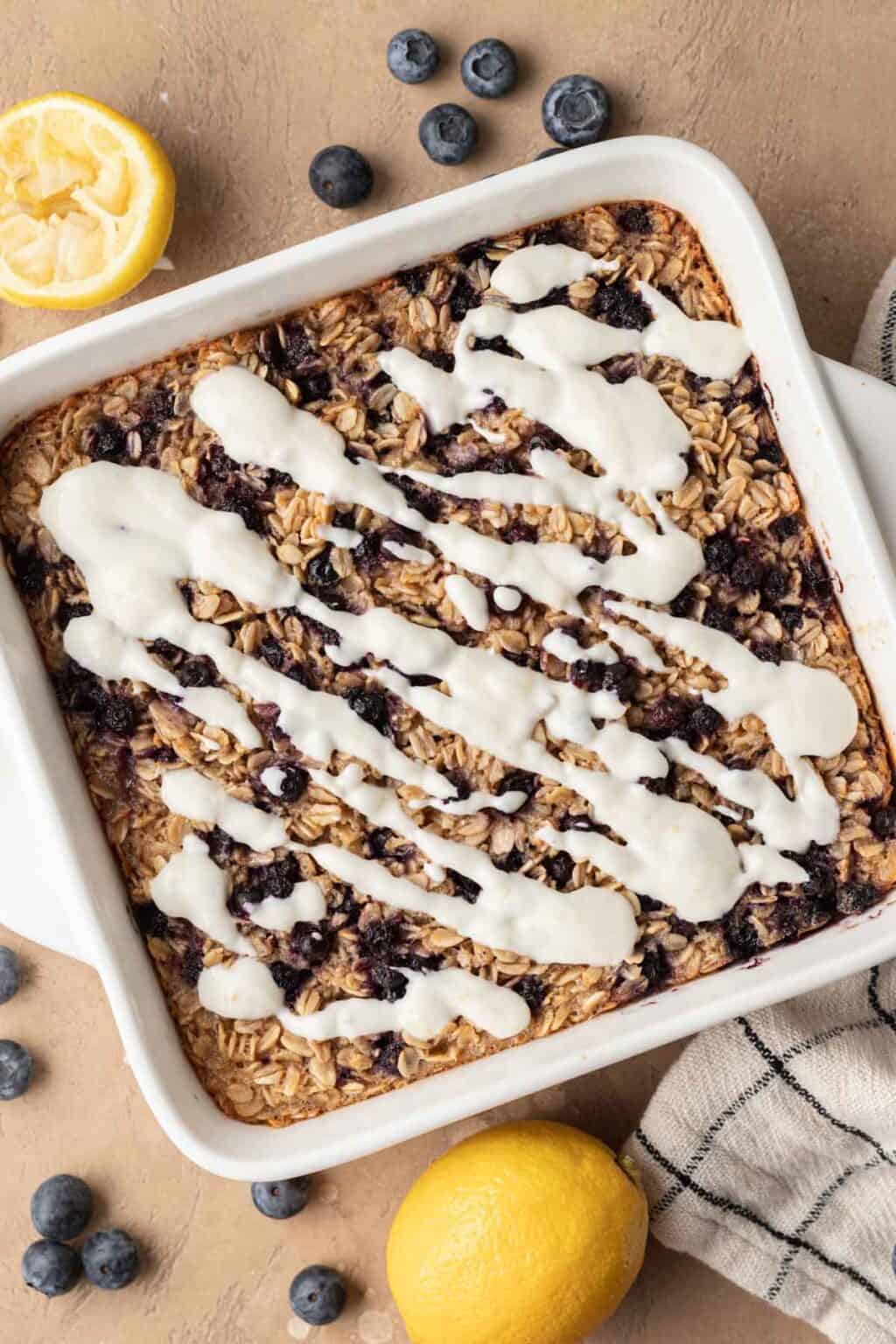 Meal Prep Friendly Blueberry Lemon Baked Oatmeal - Bake & Bacon