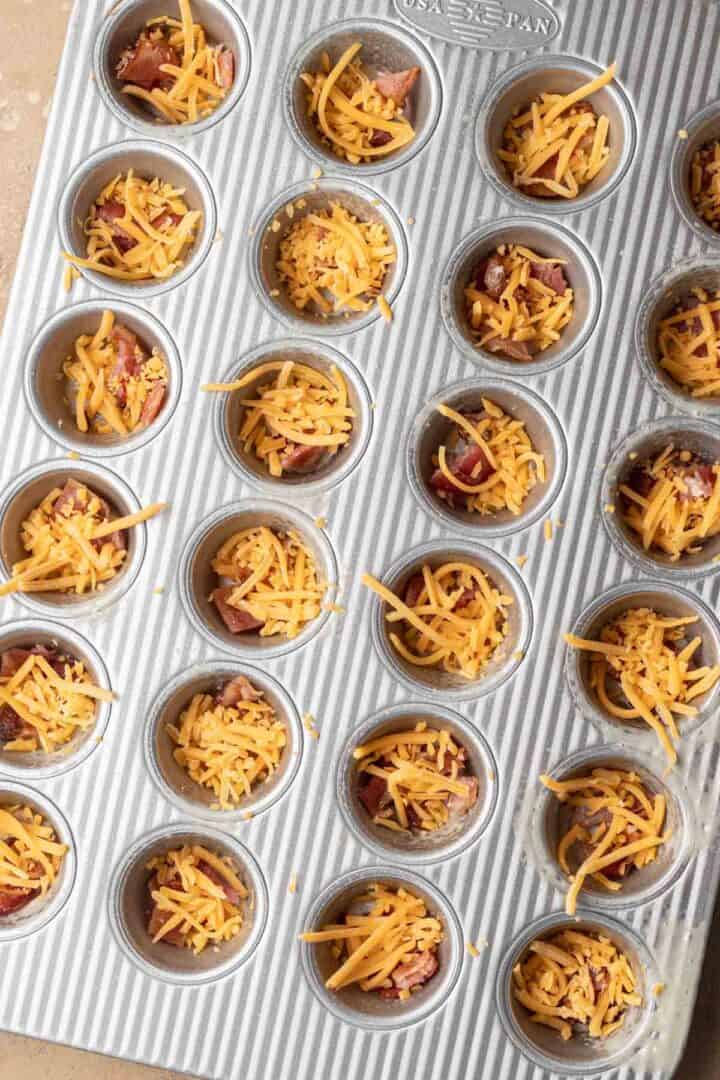 4 Ingredient Mini Bacon Egg and Cheese Bites - Bake & Bacon